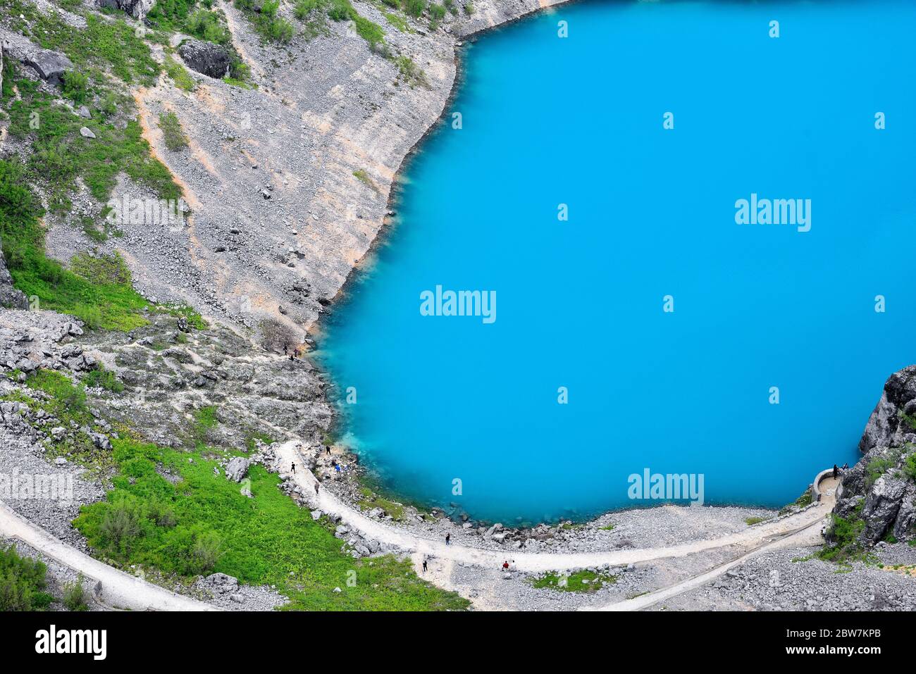 Blue lake (Modro Jezero) in the crater of an extinct volcano in Croatia ...