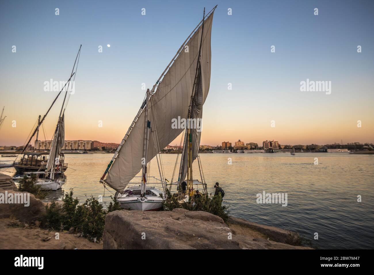 Felucca boats in NIle River Stock Photo - Alamy