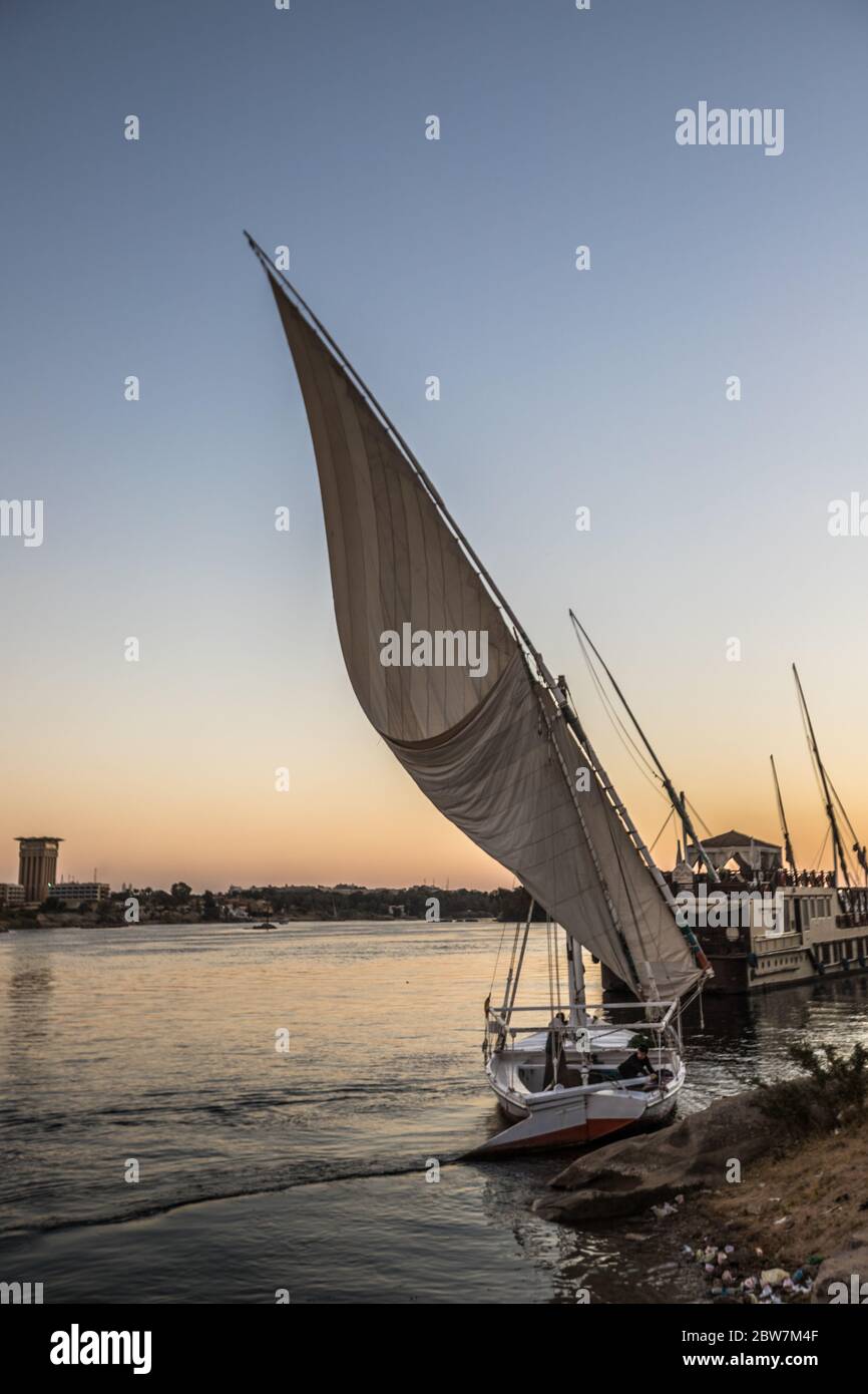 Felucca boat in Aswan Stock Photo - Alamy