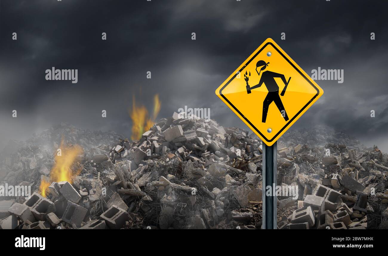 Riot and rioting as civil disorder social issue concept as a street ...