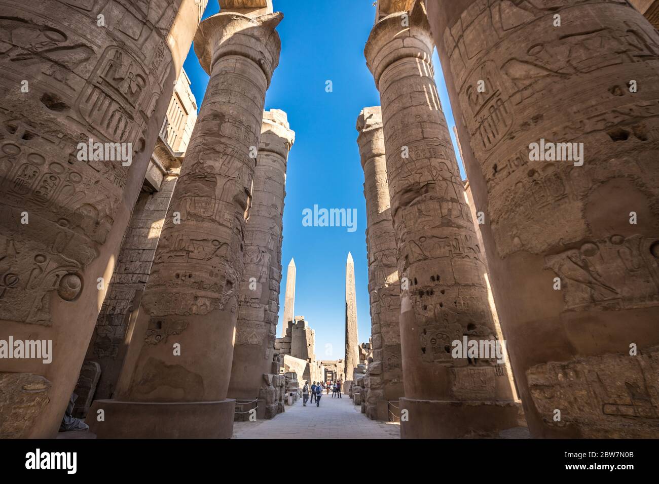View inside Karnak Temple columns in Egypt Stock Photo - Alamy