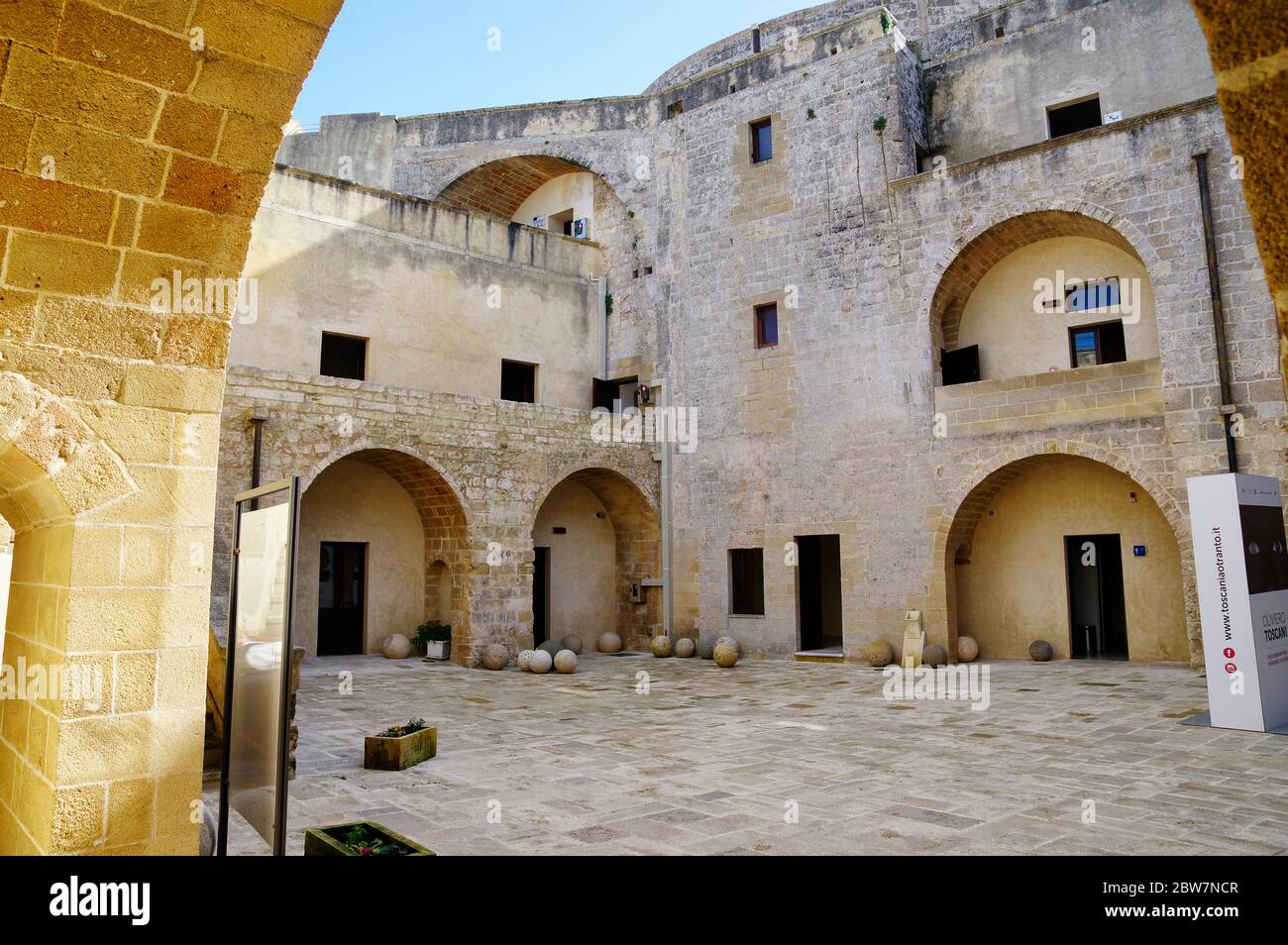 OTRANTO, APULIA ,ITALY - MARCH 30, 2018: The beautiful inner courtyard ...