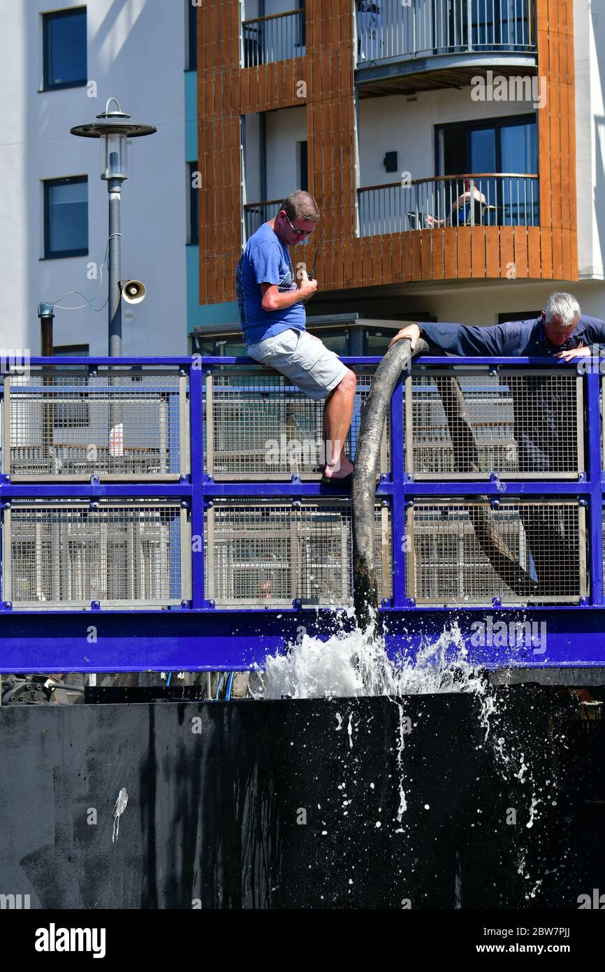 30th May2020.Portishead emergency water pumps had to be used to fill ...