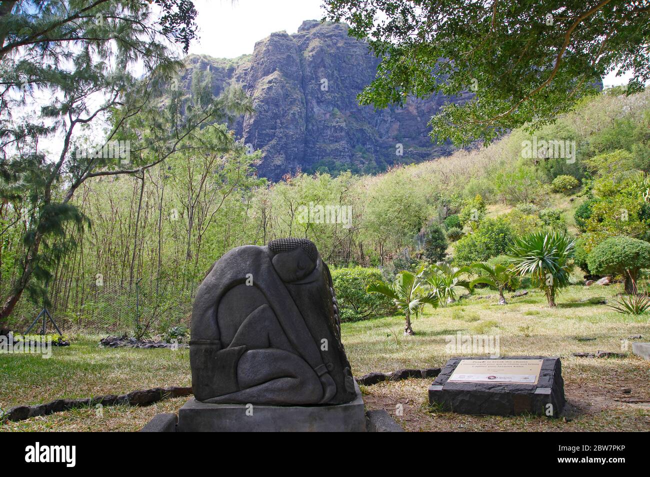 LE MORNE/MAURITIUS - AUGUST 23, 2018: Prayer to break the chains statue ...
