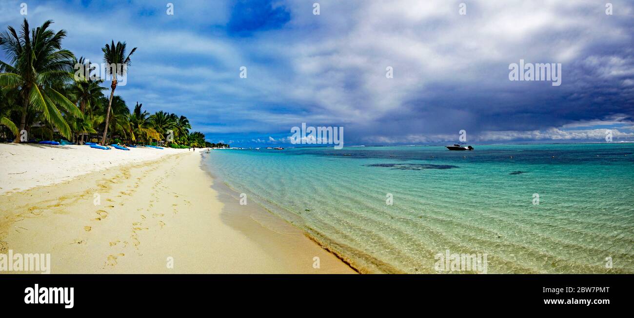 Beach at Le Morne Brabant, one of the finest beaches in Mauritius and ...