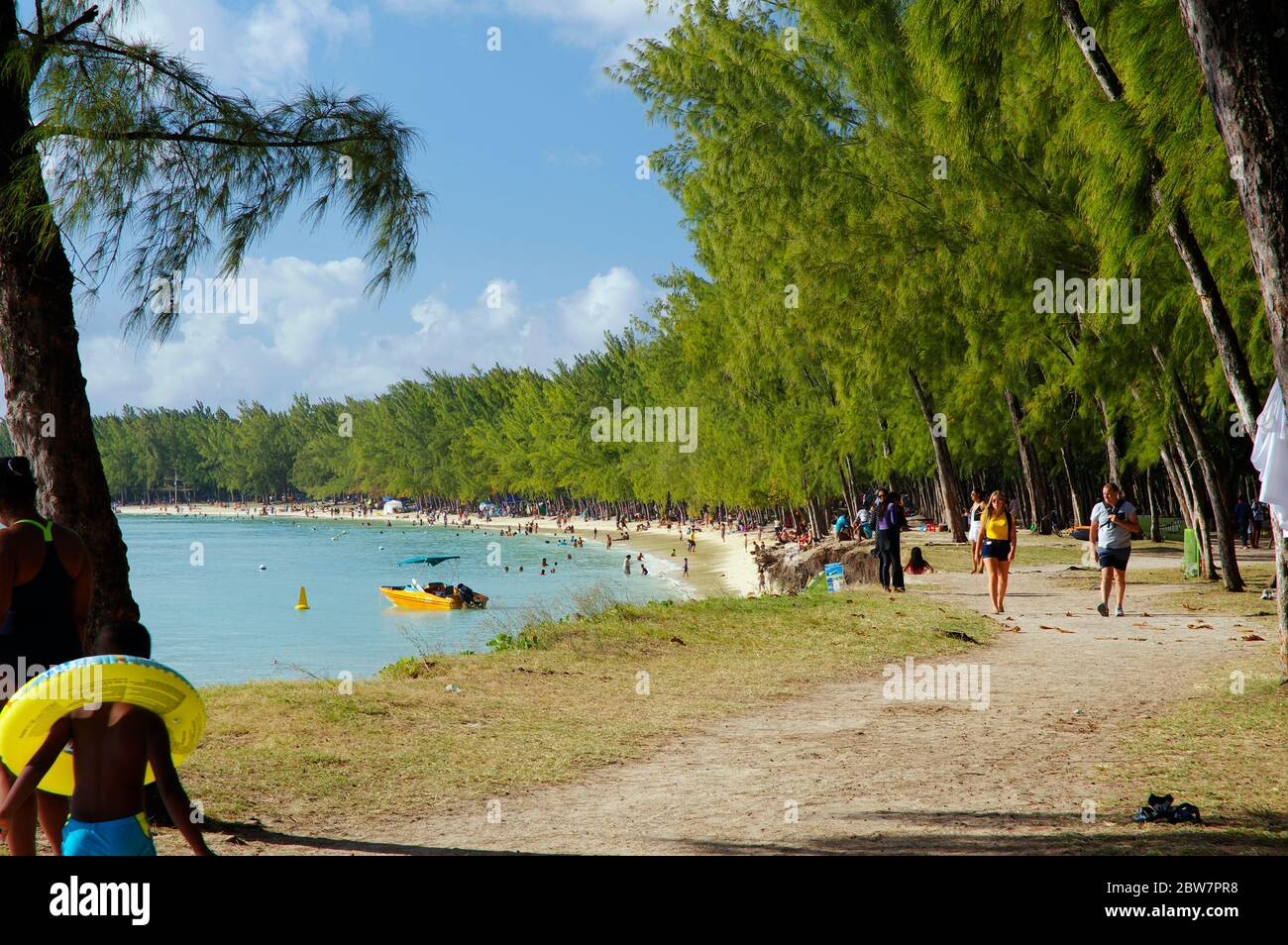 MAURITIUS - AUGUST 15, 2018, People take sunbath on beautiful exotic ...