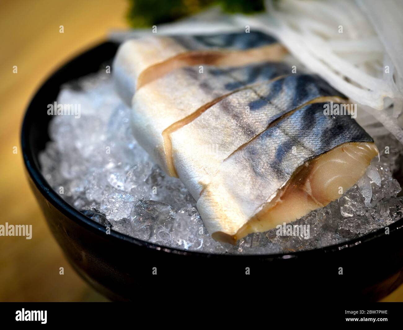 Japanese Cuisine - Close up Saba sashimi Stock Photo - Alamy