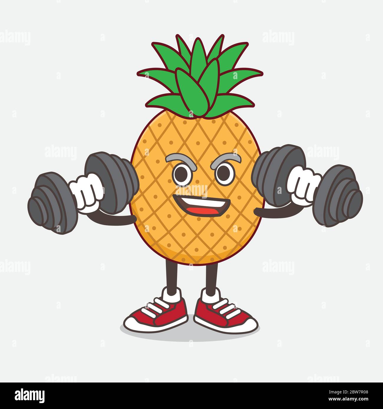 An illustration of Pineapple Fruit cartoon mascot character on fitness ...