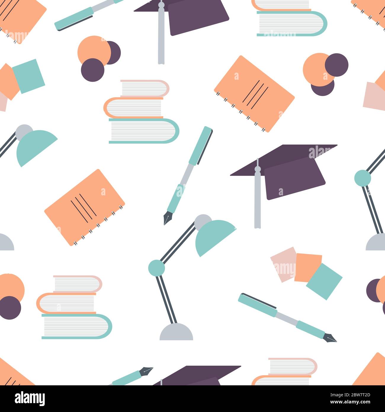 Vector education seamless pattern Illustration Lamp, graduation hat ...