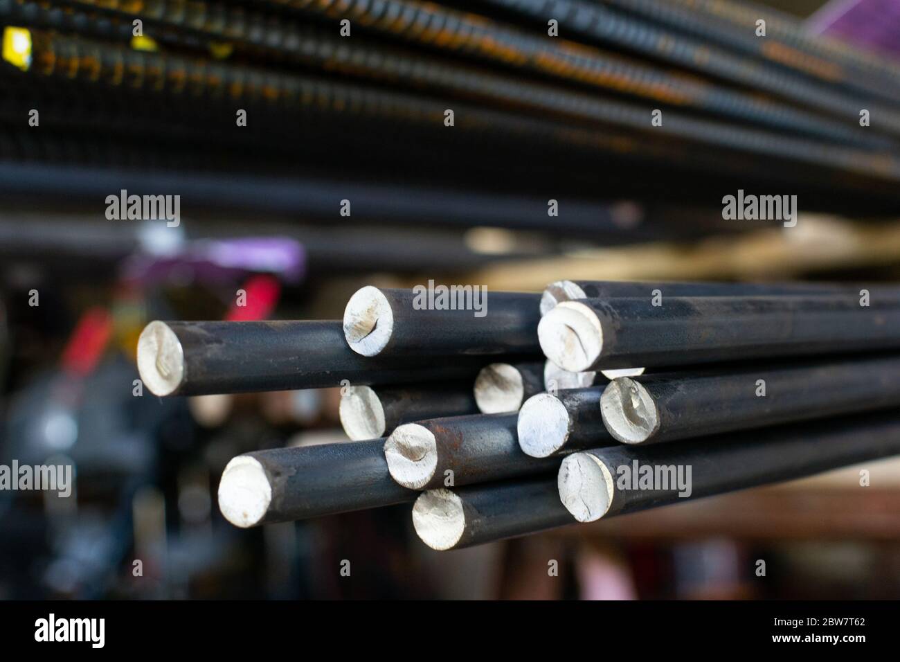 bundles of steel rod for fabrication and construction at a jobsite ...