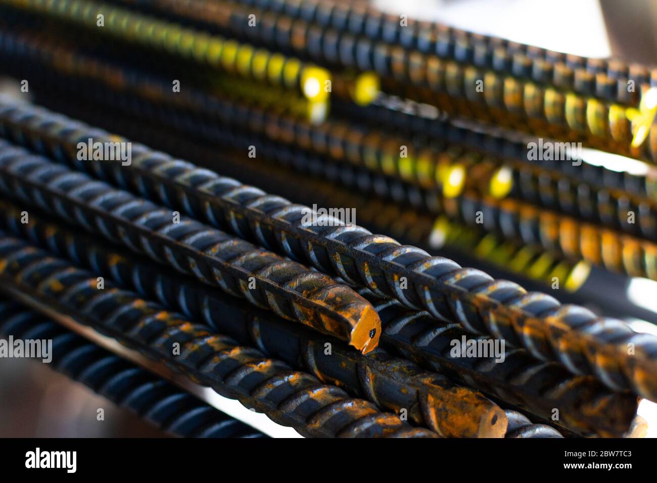 close up of a stack of rebar at a construction site Stock Photo - Alamy