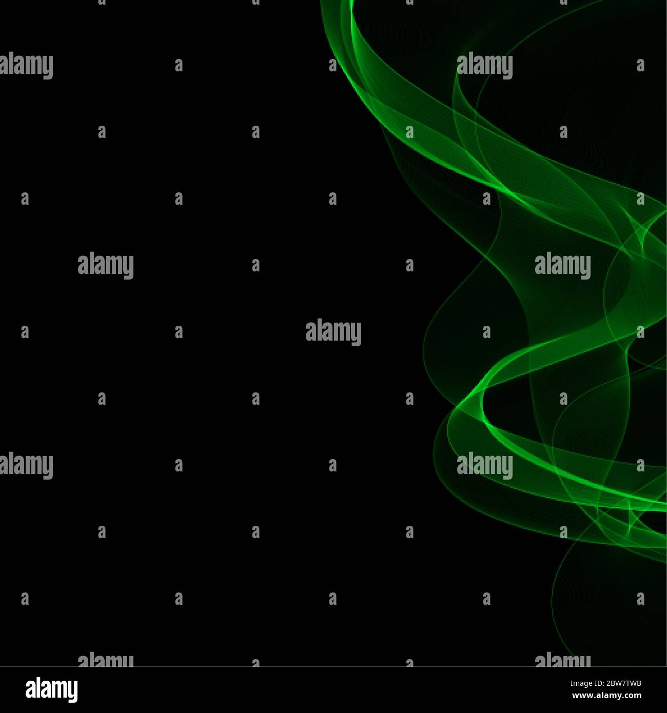 Abstract green neon wave on a black background. Vector pattern Stock ...