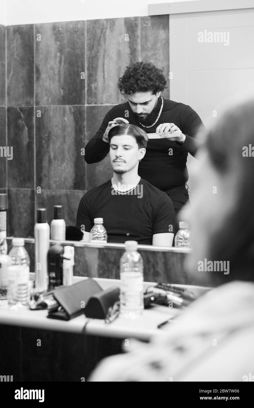 Barber client Black and White Stock Photos & Images - Alamy