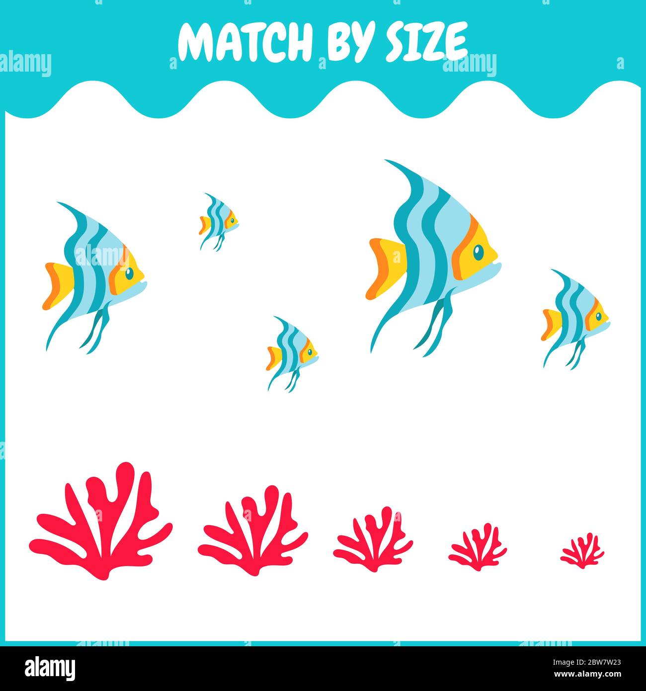 Matching children educational game. Match object to size Stock Vector ...