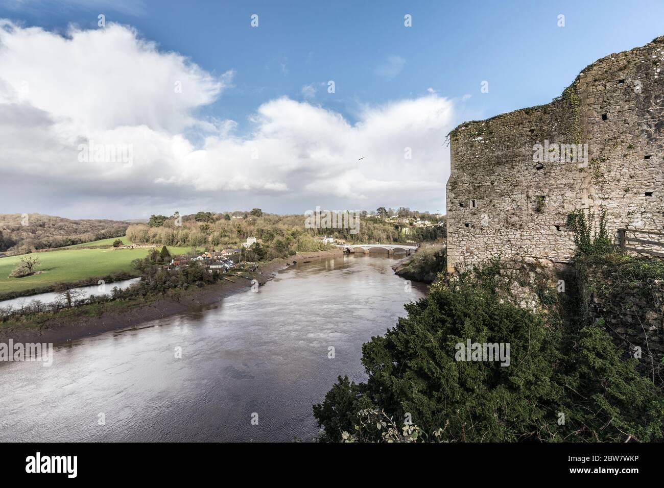 Castle wall overlooking river Wye, Chepstow, Wales, UK Stock Photo - Alamy