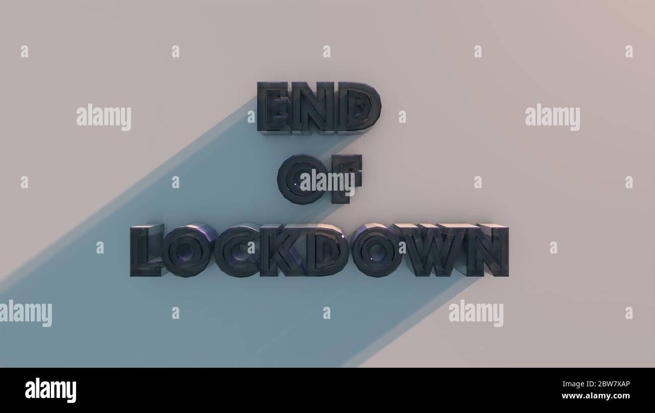 The inscription in transparent letters End of lockdown against a white ...