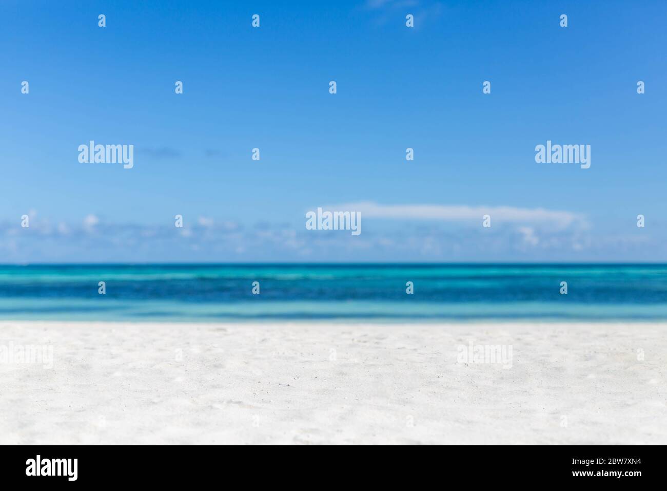 Empty tropical beach background. Horizon with sky and white sand ...