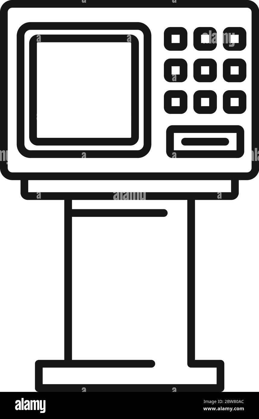 Atm icon. Outline atm vector icon for web design isolated on white ...