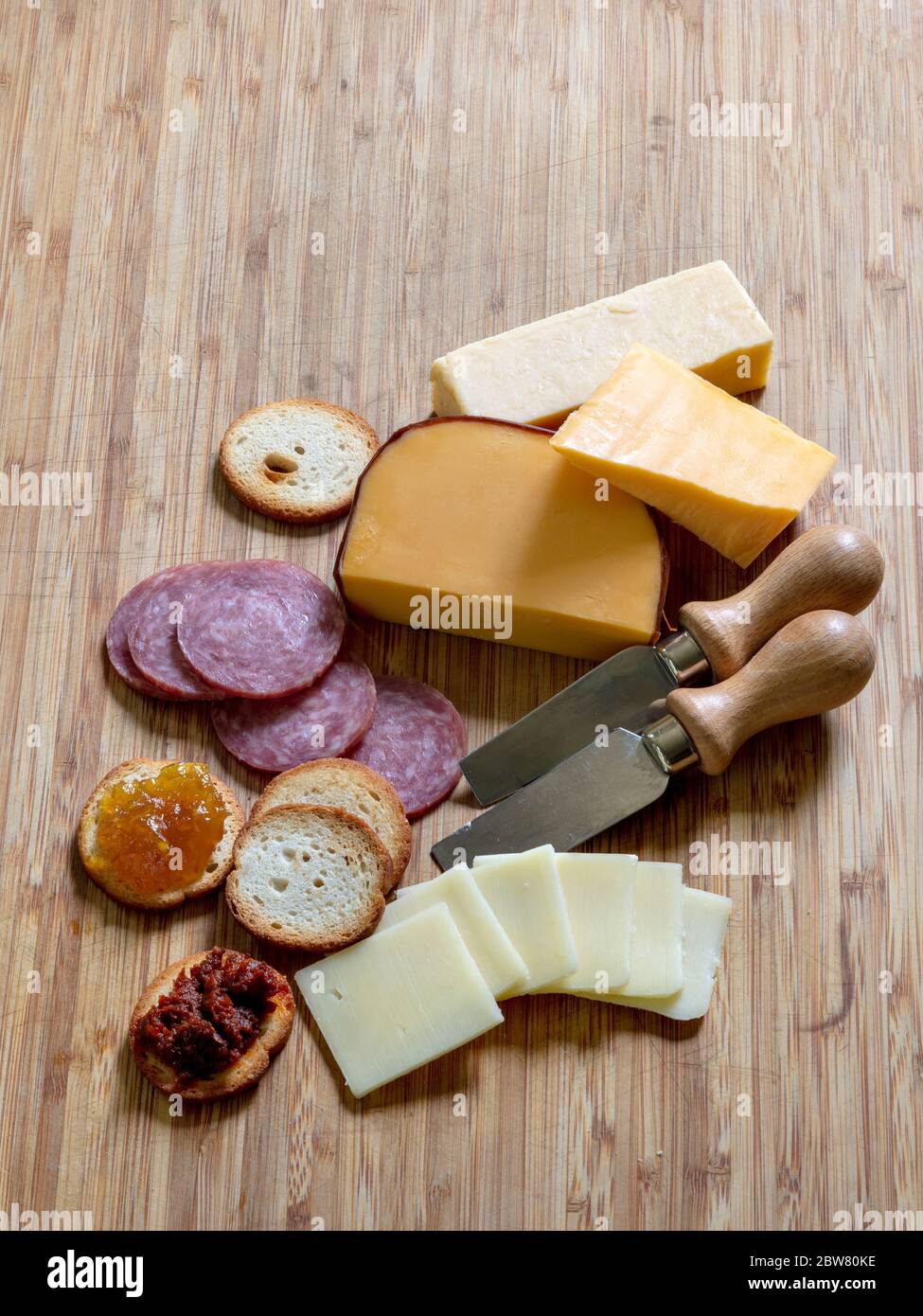 Cheese, meat, and crackers, snack, by James D Coppinger/Dembinsky Photo ...