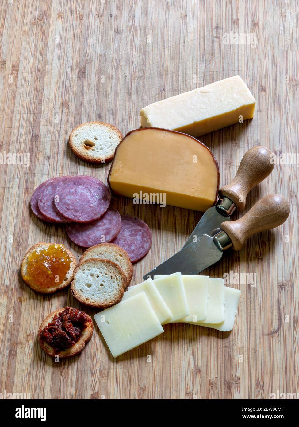 Cheese, meat, and crackers, snack, by James D Coppinger/Dembinsky Photo ...