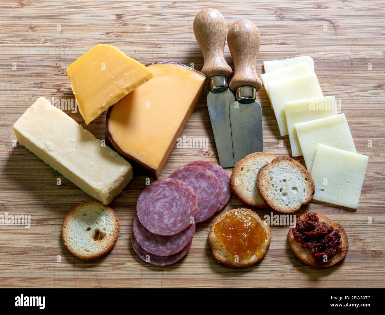 Cheese, meat, and crackers, snack, by James D Coppinger/Dembinsky Photo ...