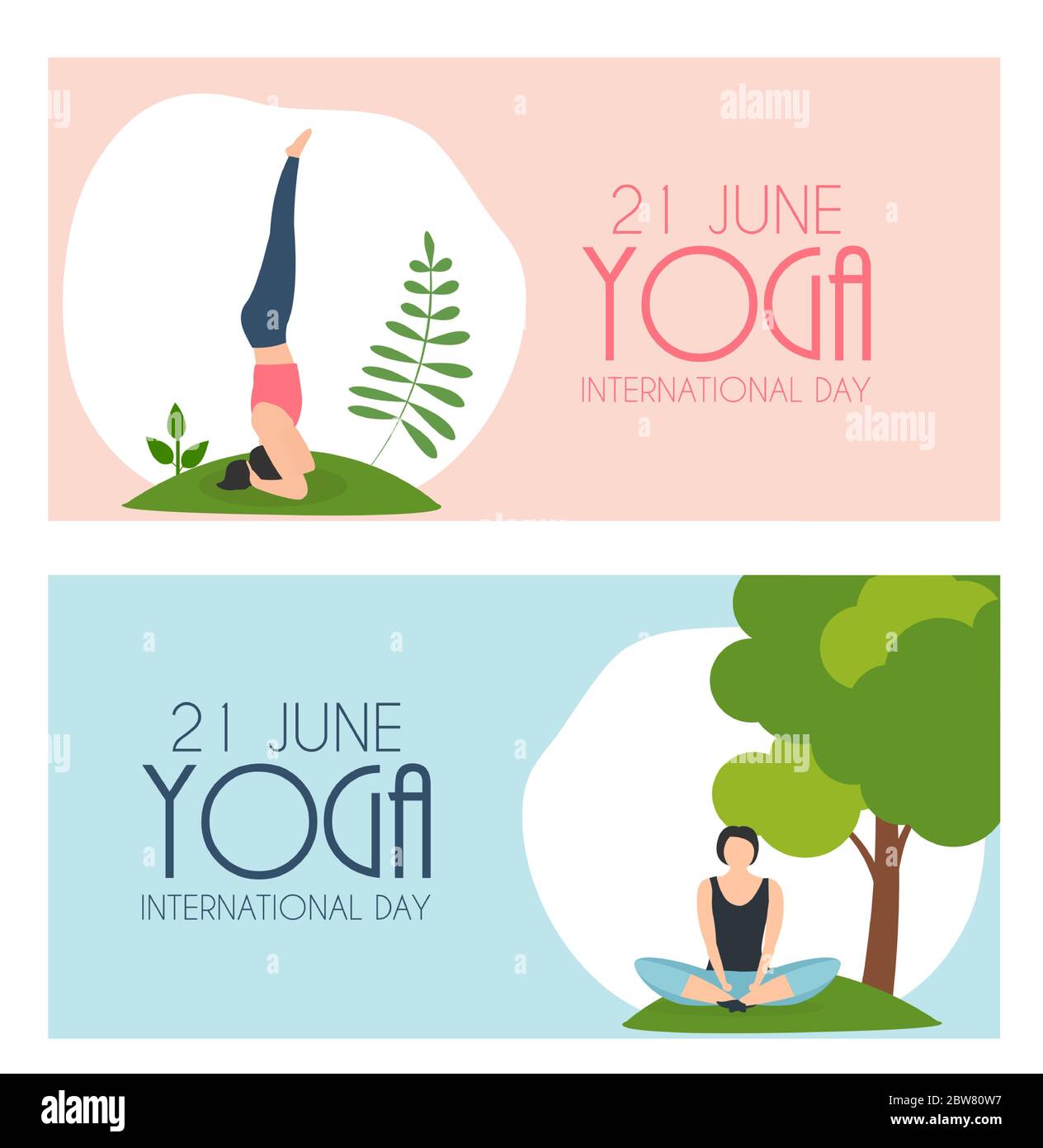 Yoga International Day 21 June Background. Vector Illustration Stock ...