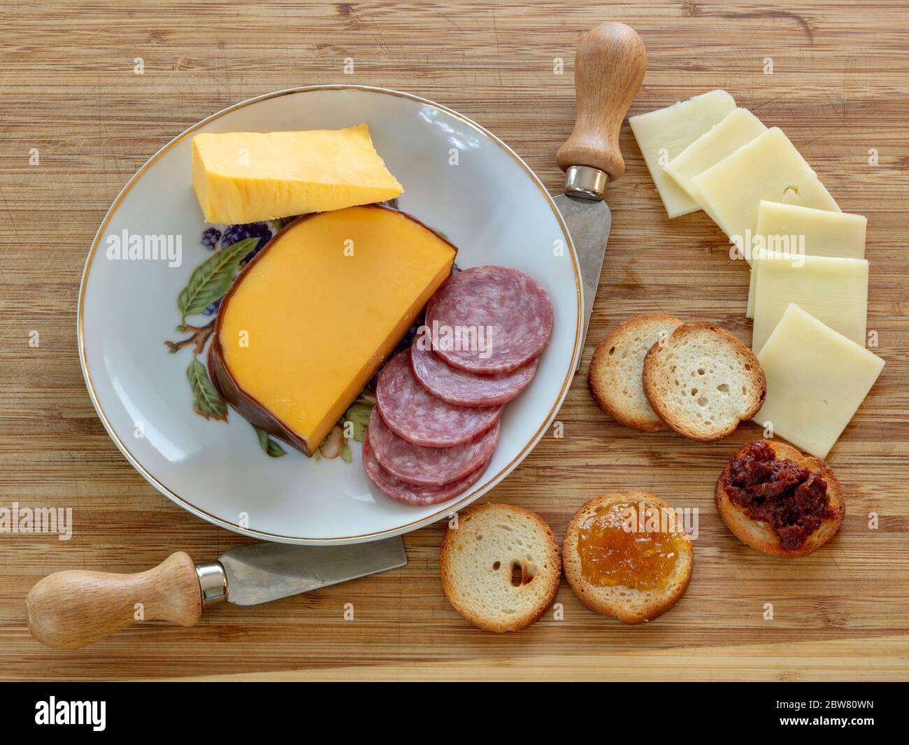 Cheese, meat, and crackers, snack, by James D Coppinger/Dembinsky Photo ...