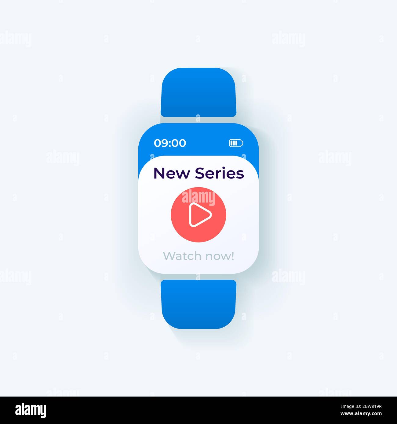 Video streaming smartwatch interface vector template. Mobile app ...