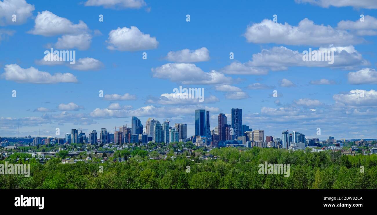 Downtown Calgary Skyline panorama showing downtown core - banner Stock ...