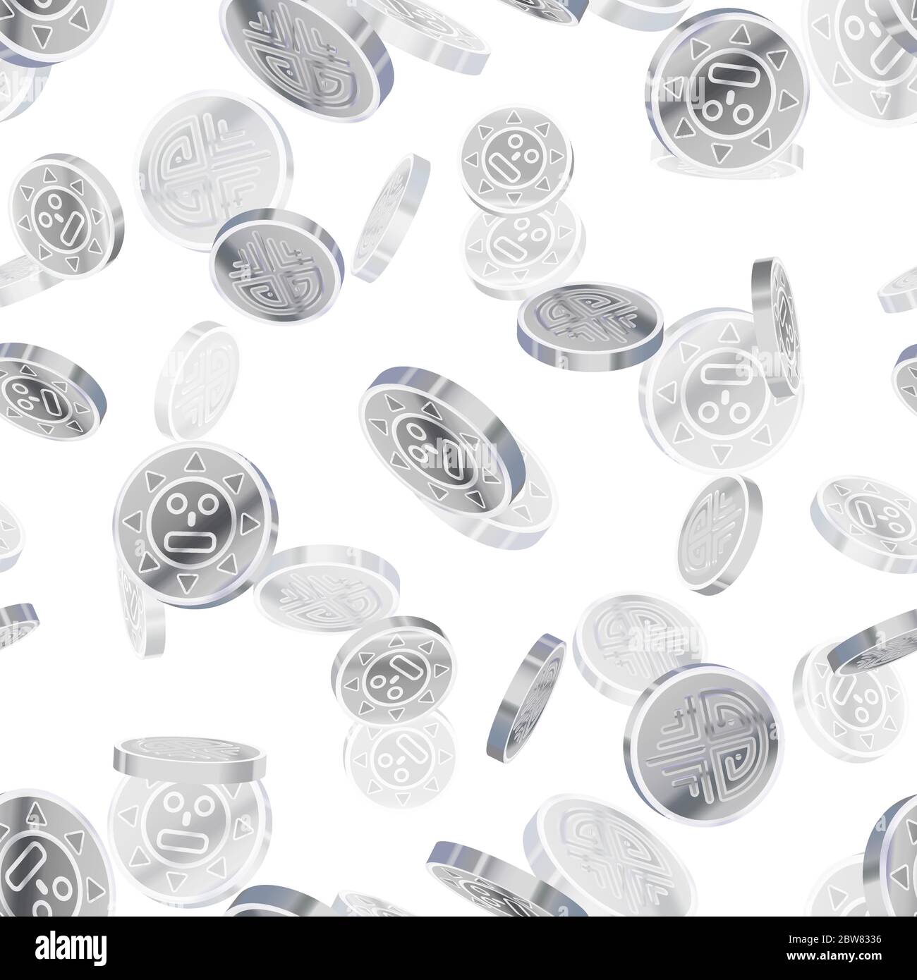 Bright glossy silver ancient coins, silver rain seamless pattern on ...
