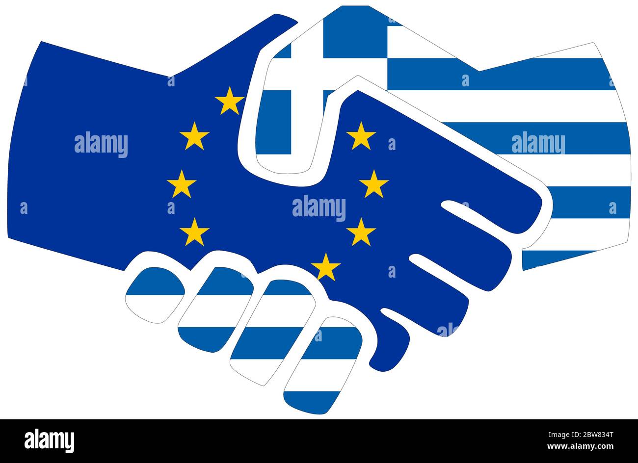 EU - Greece / Handshake, symbol of agreement or friendship Stock Photo ...