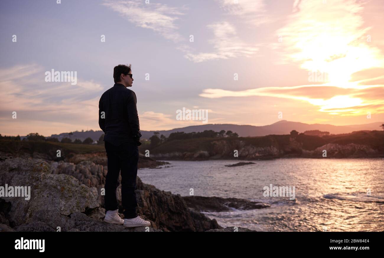 Silhouette man worship river sunset hi-res stock photography and images ...