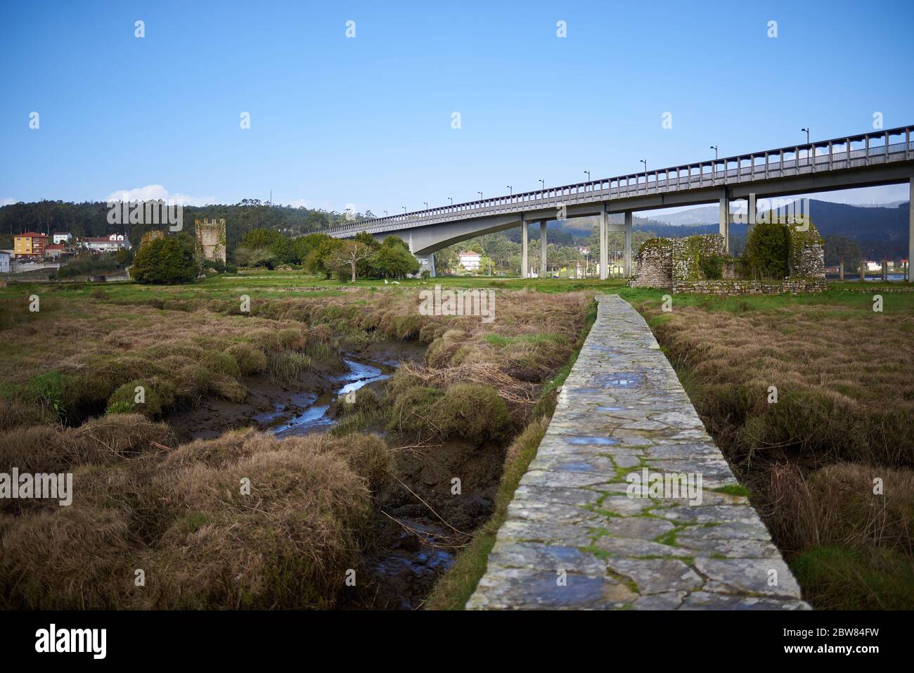 estuary near a highway in Galicia Stock Photo - Alamy