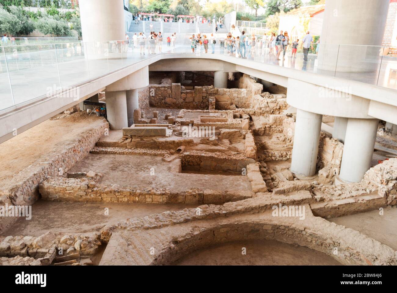 Ancient ruins in the newly built Acropolis museum in Athens Greece ...