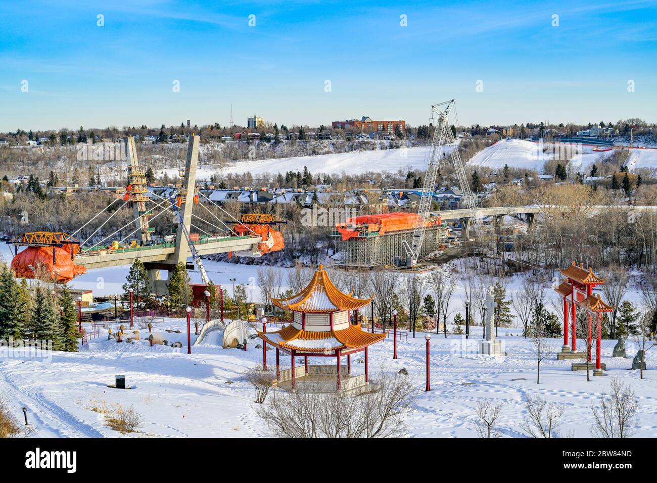 Construction of Valley Line LRT Tawatinâ Bridge, Edmonton, Alberta ...