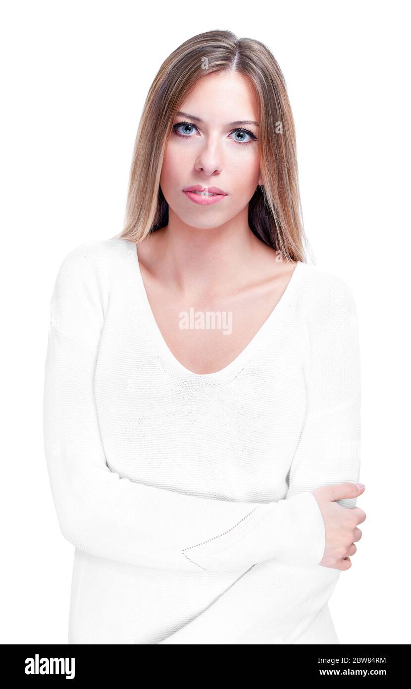 High key portrait of a young woman Stock Photo - Alamy