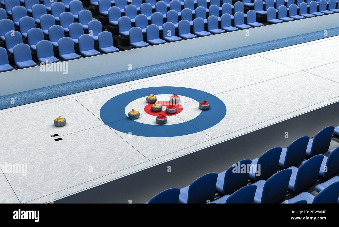3D Render of Ice arena for playing curling Stock Photo - Alamy