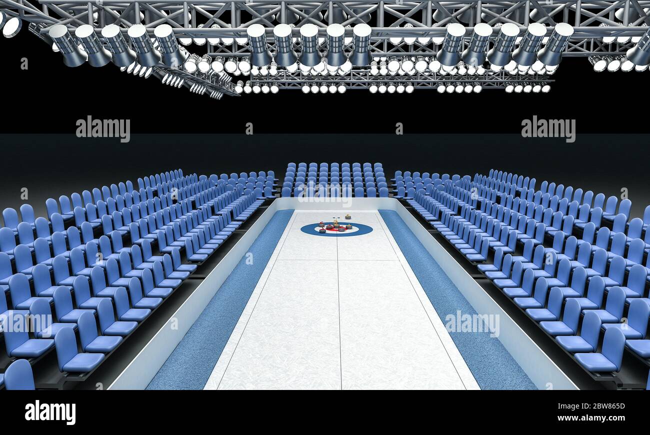 3D Render of Ice arena for playing curling Stock Photo - Alamy
