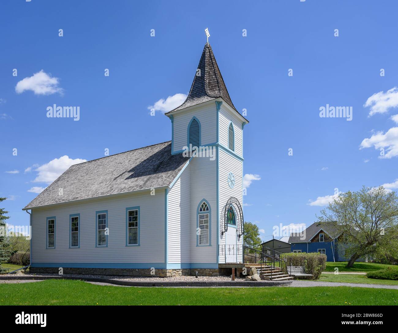Historic Lutheran Church in the town of Markerville, Alberta, Canada ...