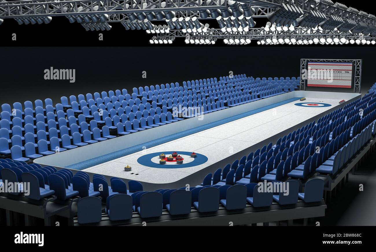 3D Render of Ice arena for playing curling Stock Photo - Alamy