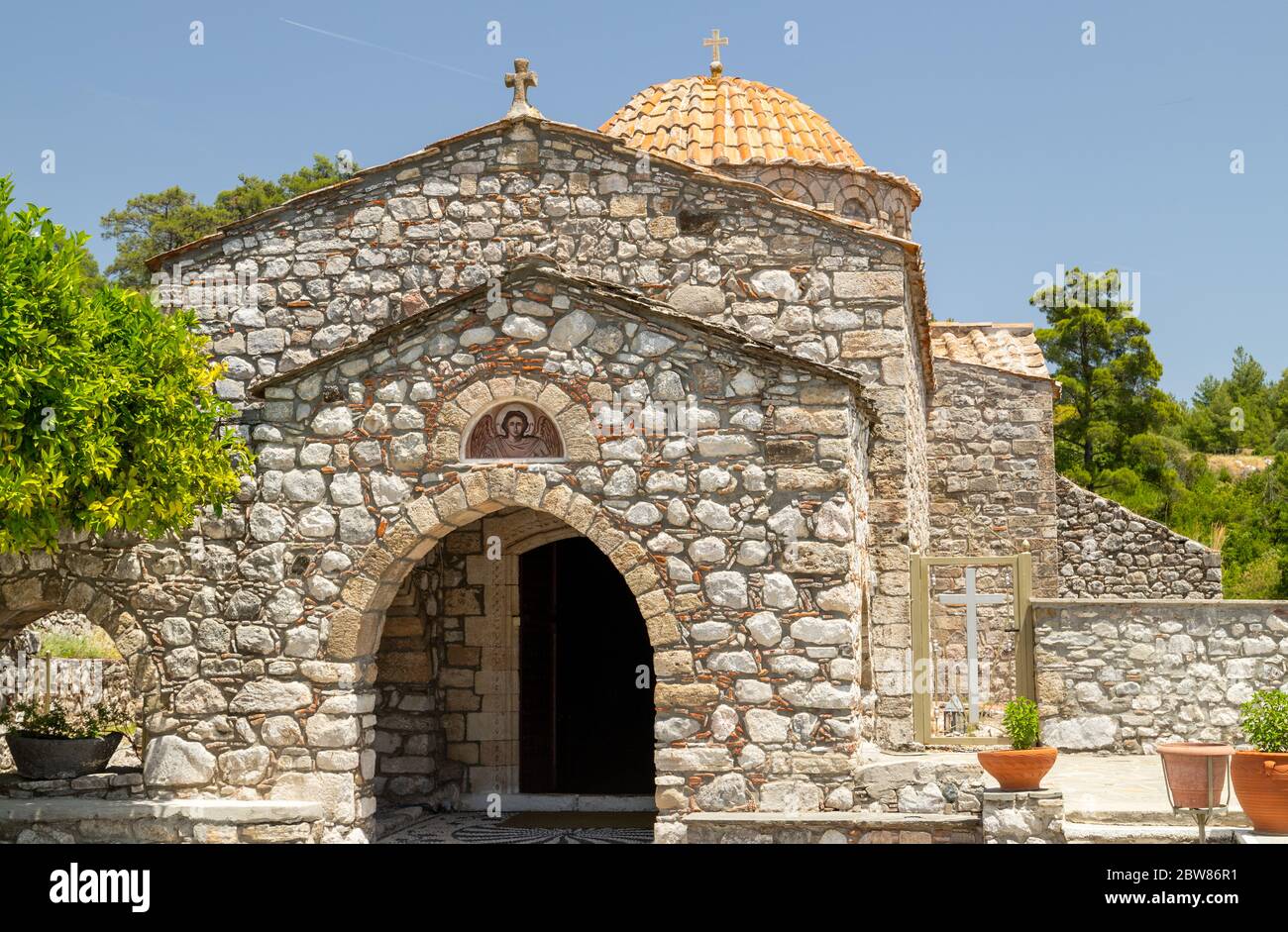 Moni Thari monastery on Rhodes island, Greece Stock Photo - Alamy