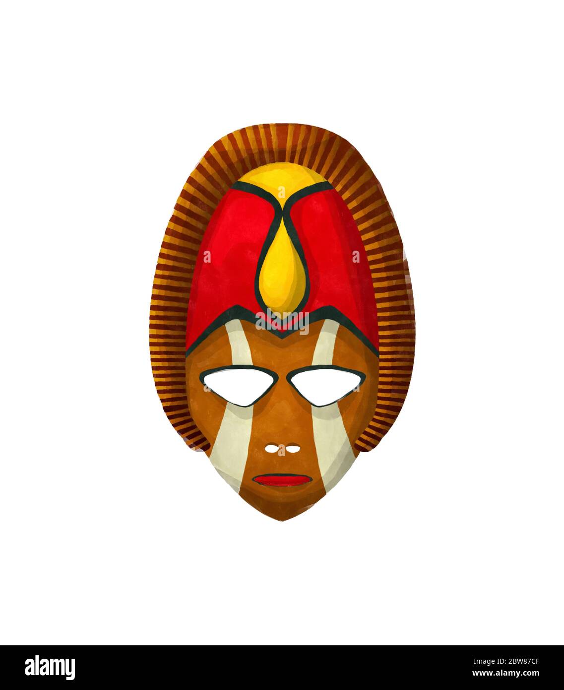 Watercolor tribal mask on white background Stock Photo - Alamy