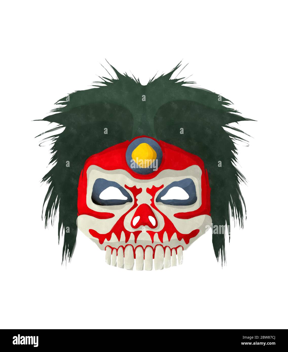 Watercolor tribal mask on white background Stock Photo - Alamy