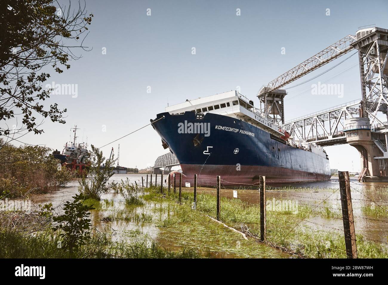 Astrakhan/Russia - May 29, 2020: The cargoThe cargo and passenger ferry ...