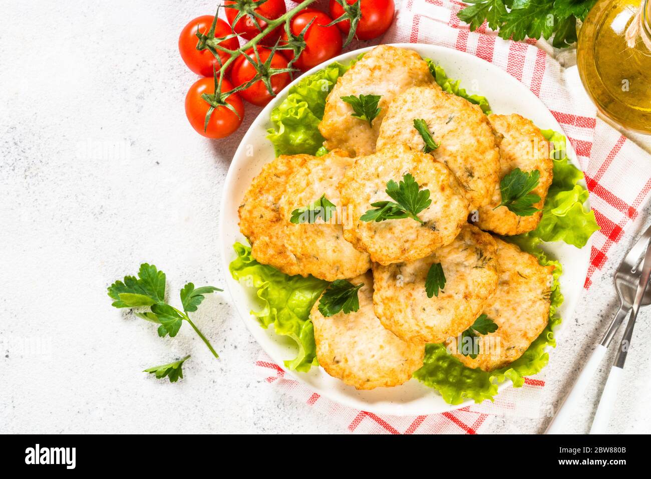 Chicken cutlet in the plate Stock Photo - Alamy
