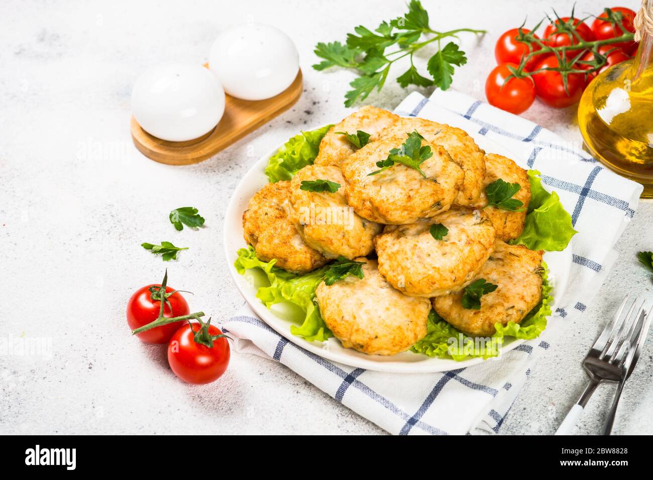 Chicken cutlet in the plate Stock Photo - Alamy