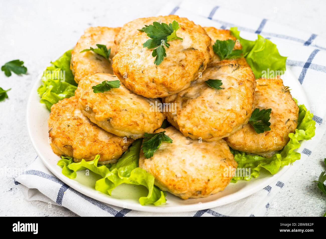 Chicken cutlet in the plate Stock Photo - Alamy