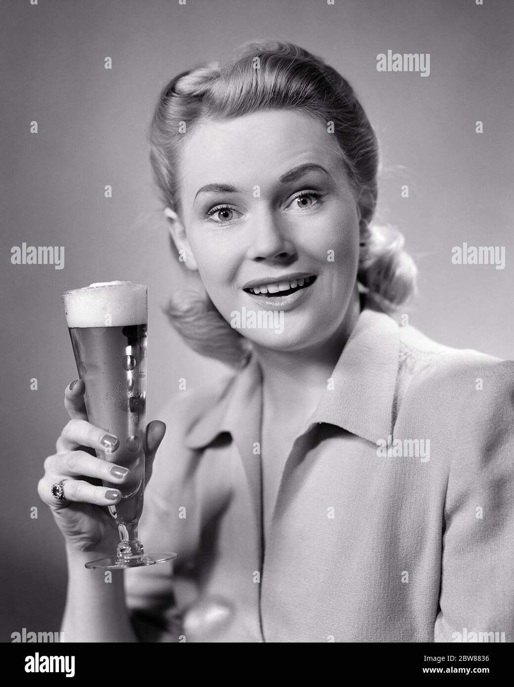 Vintage Woman Drinking Alcohol