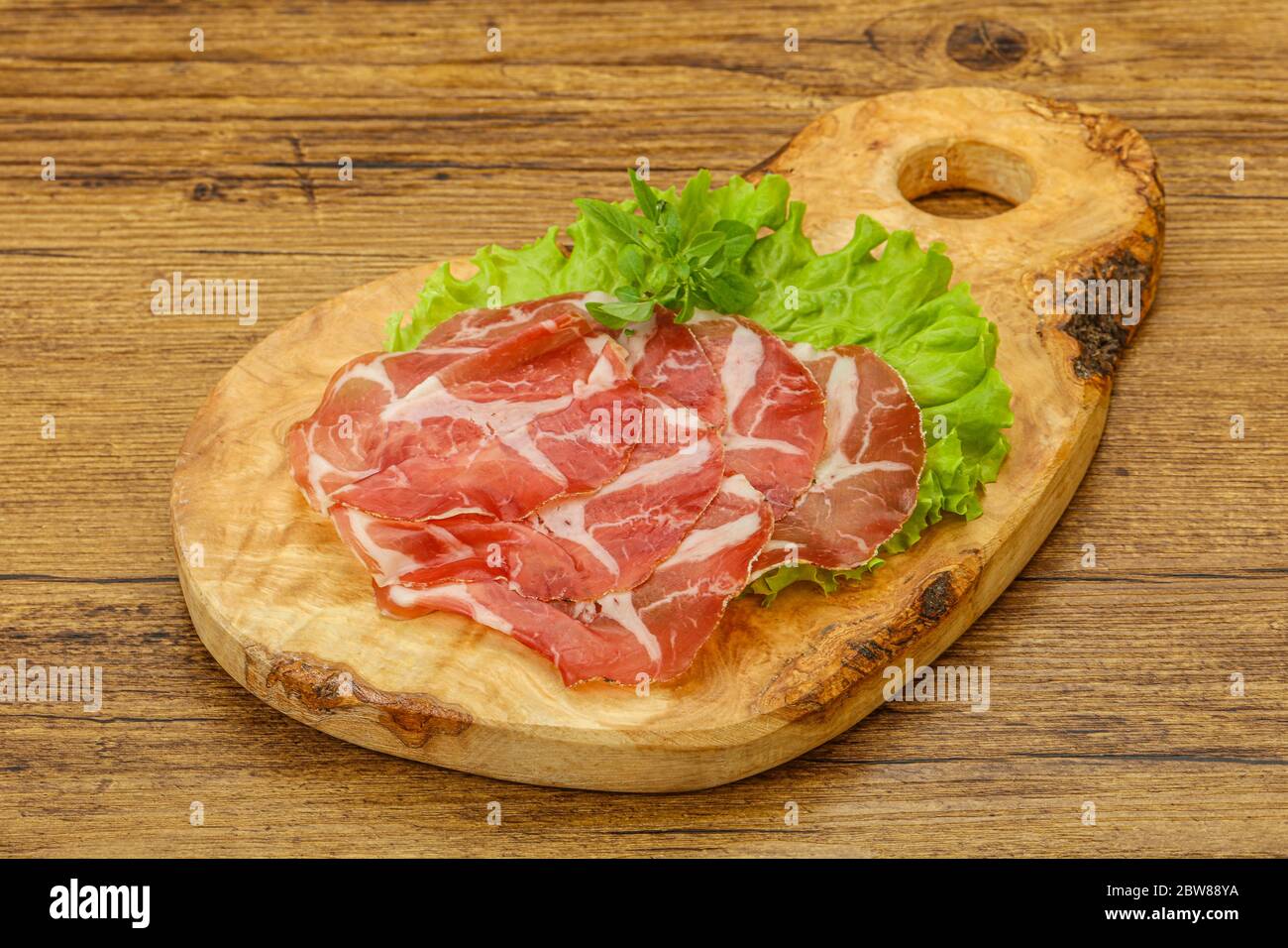 Delicous Smoked pork neck slices snack Stock Photo - Alamy