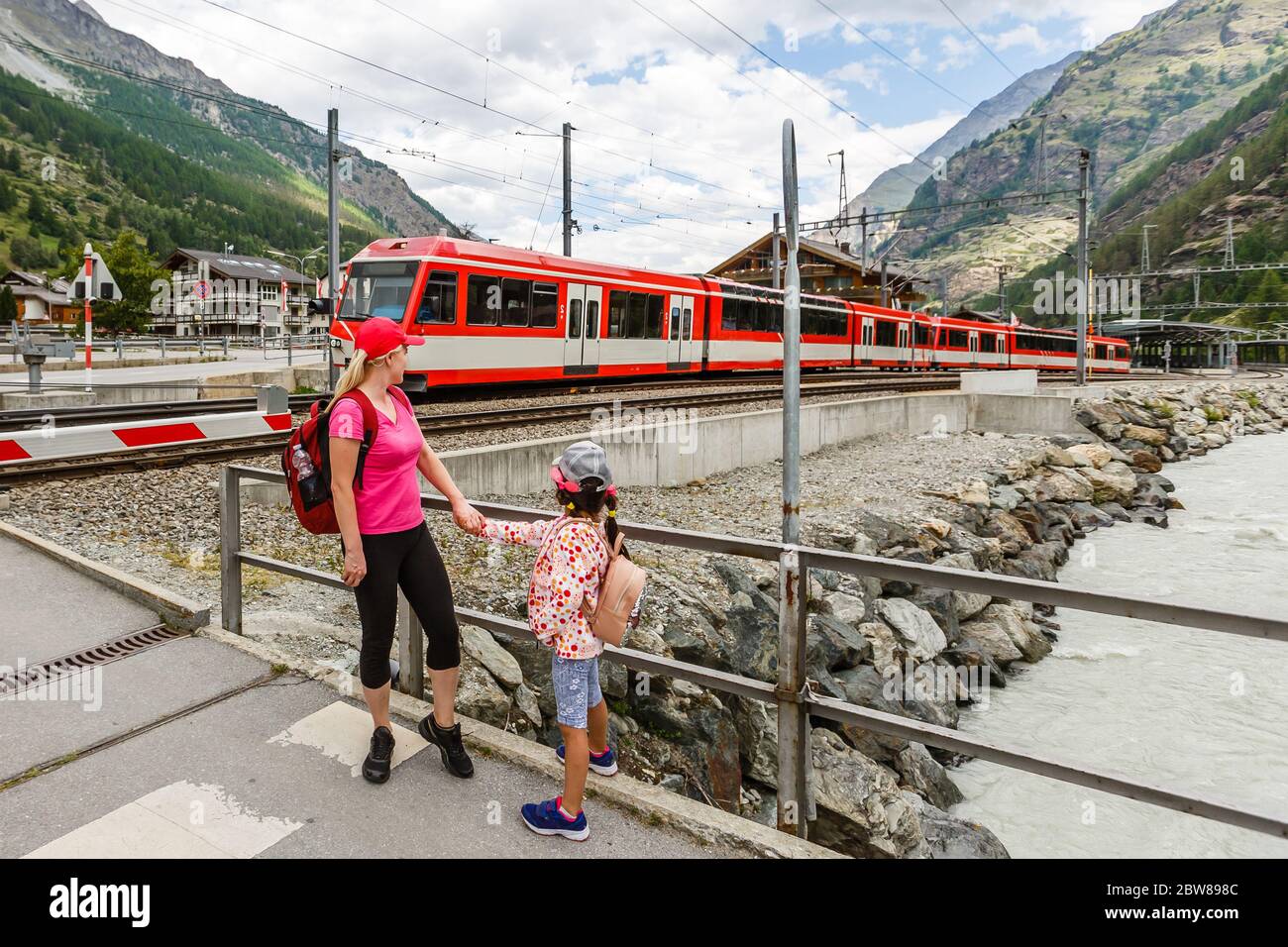 Swiss Railway Track Alps Train Stock Photo - Alamy